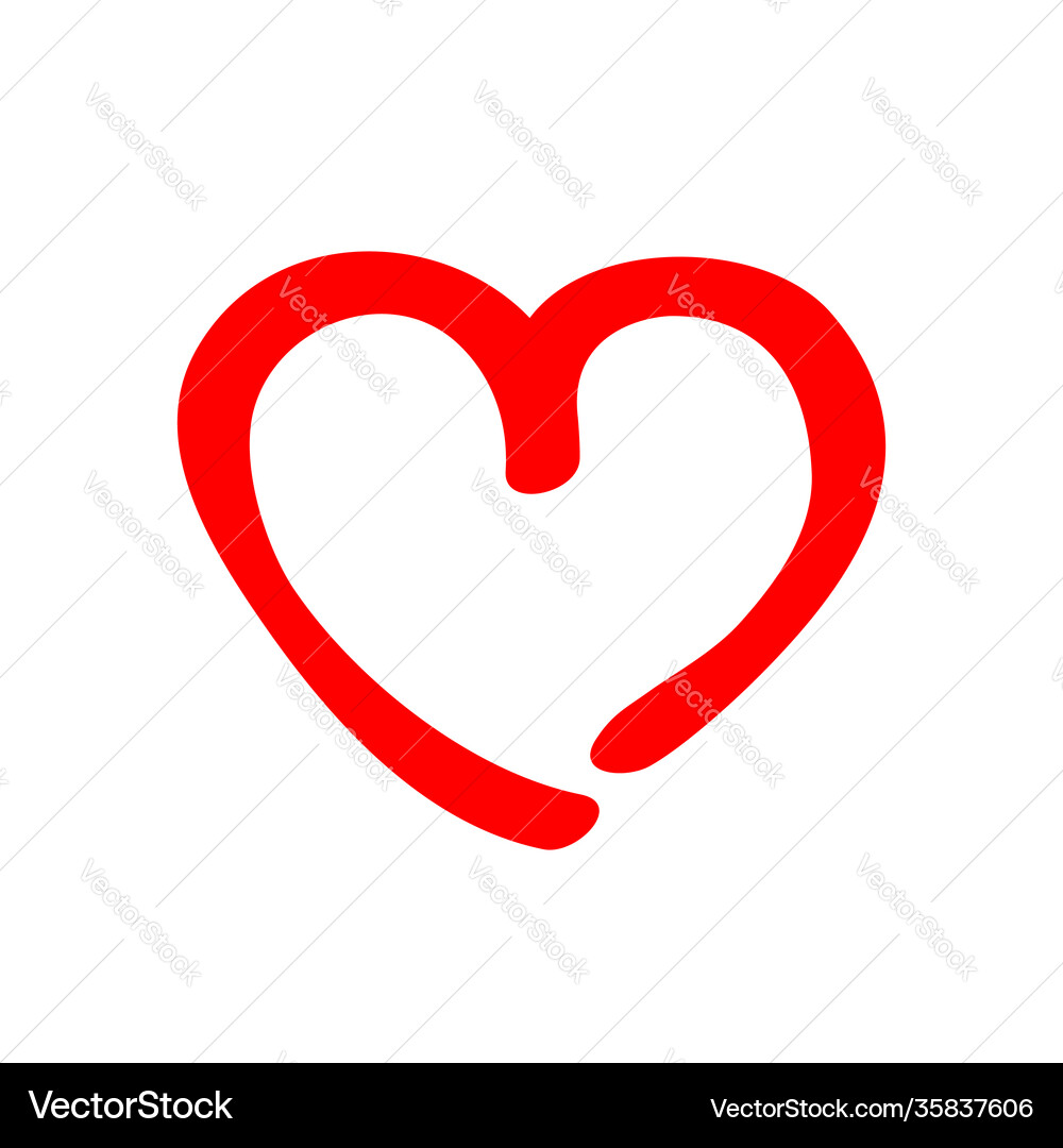 Felt tip pen curl red heart love shaped curly Vector Image