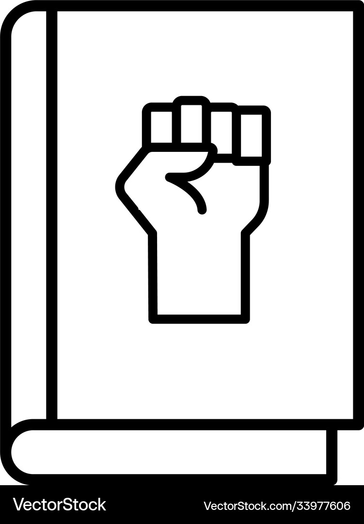 Fist hand in book line style icon Royalty Free Vector Image