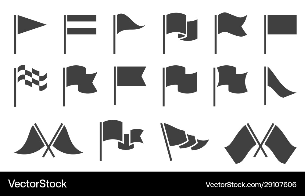 Flag icons black silhouette destination flags Vector Image