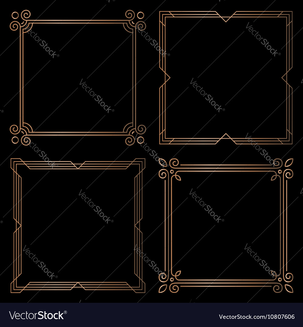 Golden geometric square frames design elements Vector Image
