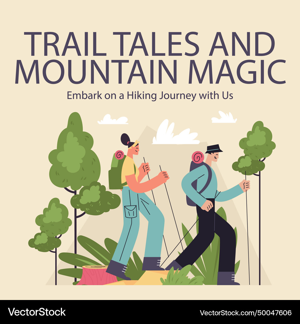 Hiking adventure isolated on white background Vector Image