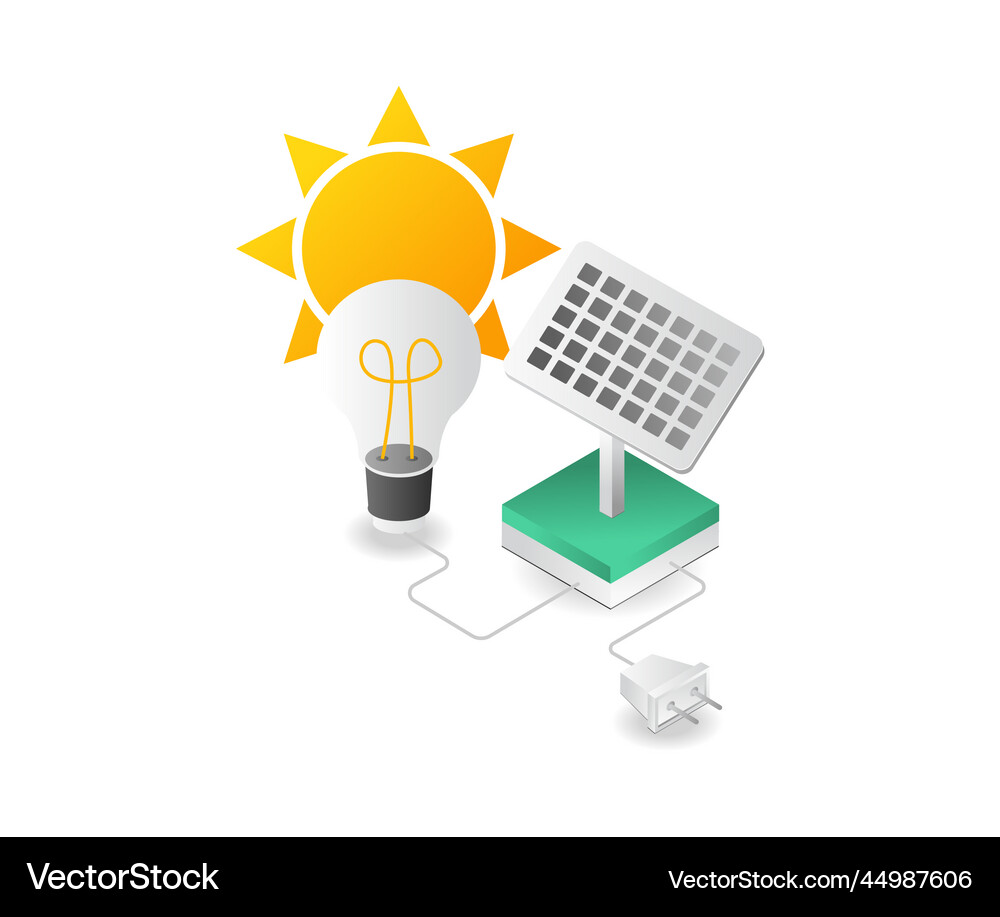 Isometric flat 3d concept of solar panels Vector Image