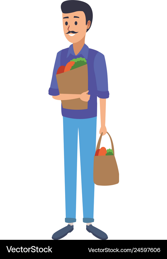 Man holding shopping bags Royalty Free Vector Image