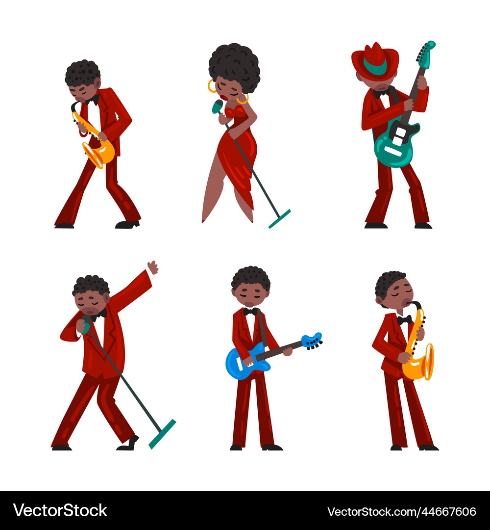 People characters jazz solo musicians playing Vector Image