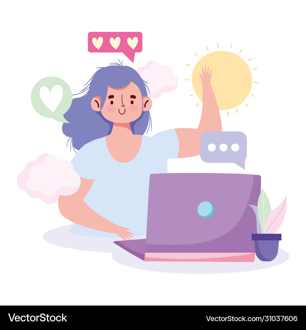 People communication and technology young woman Vector Image