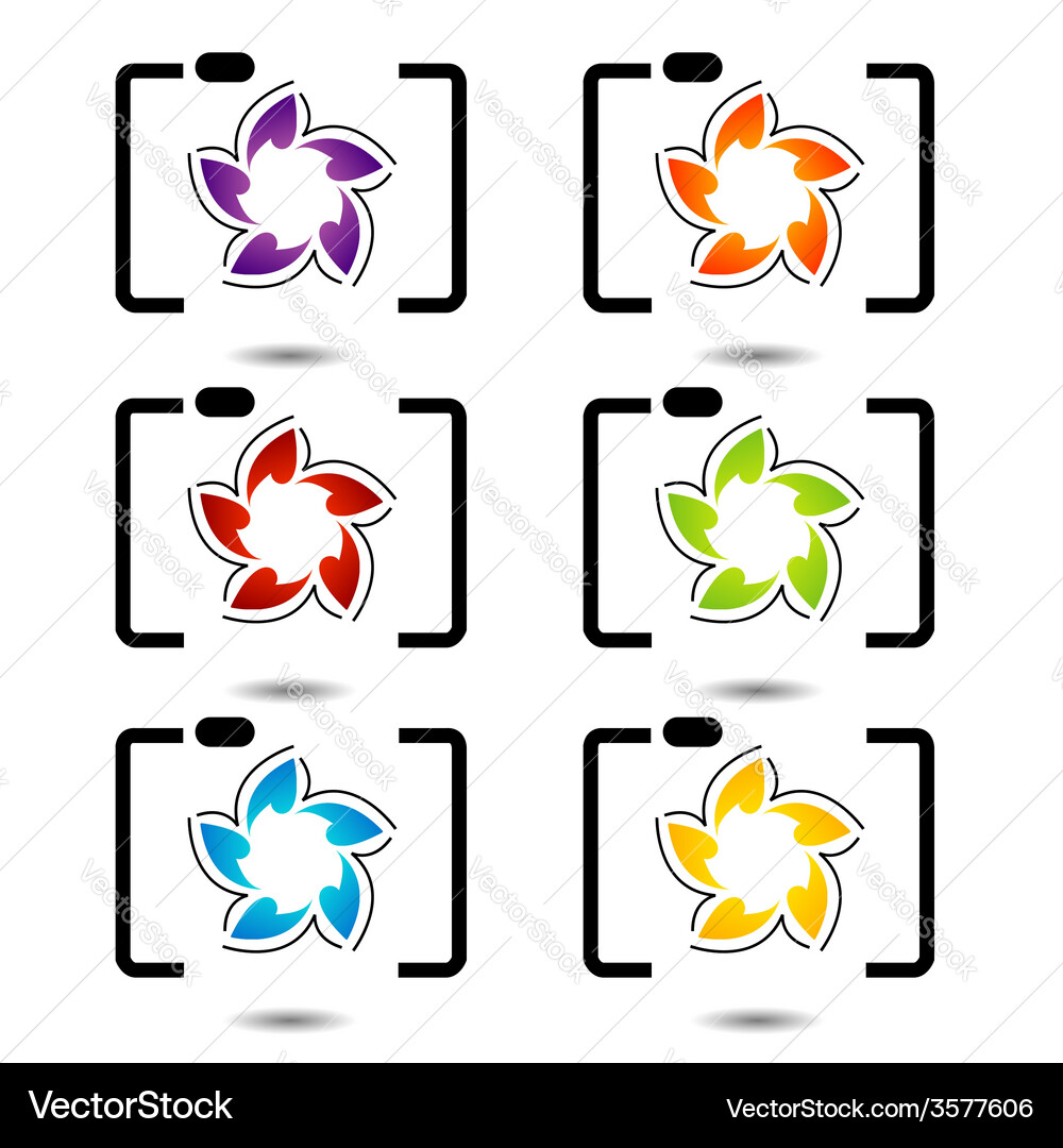 Photography camera with a floral aperture Vector Image