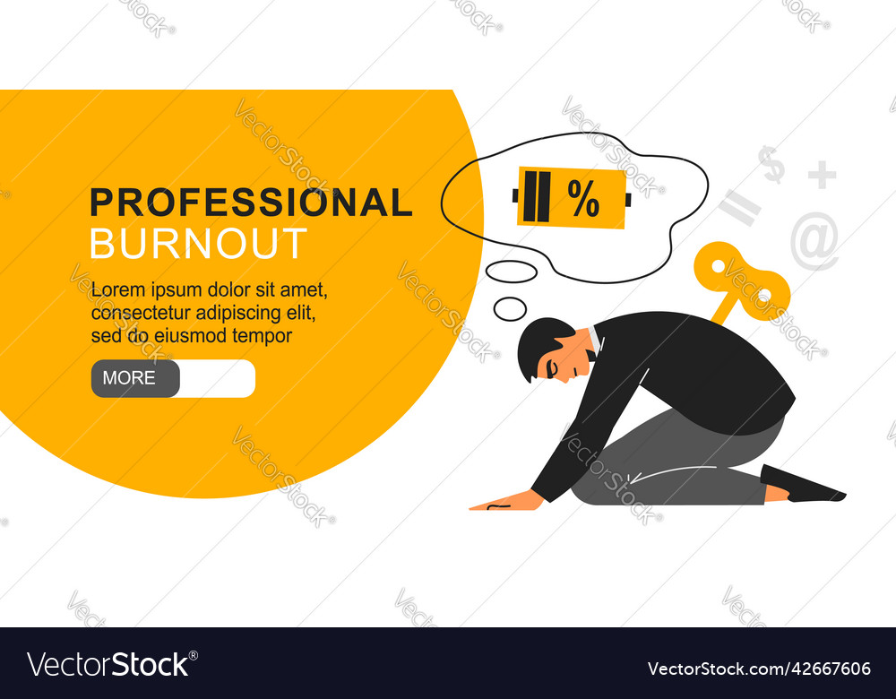 Professional burnout horizontal banner Royalty Free Vector