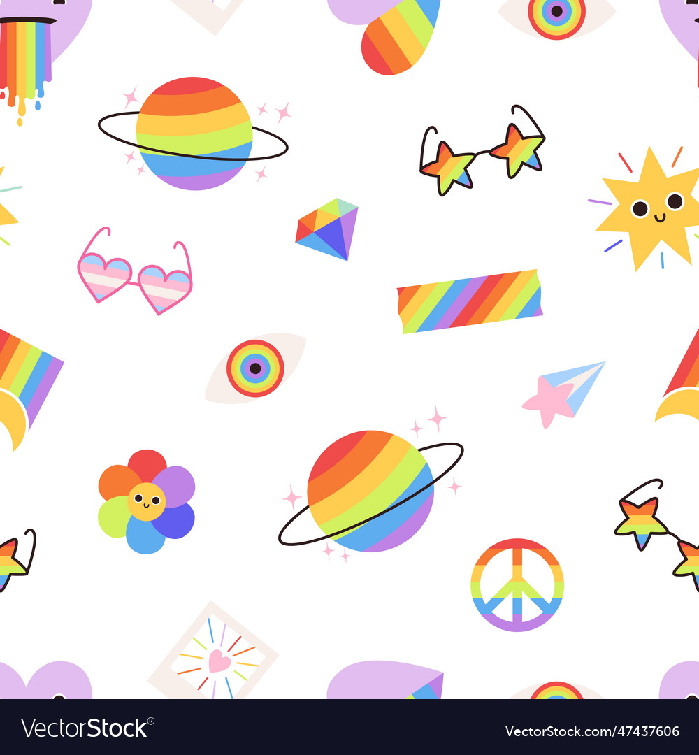Rainbow elements seamless pattern lgbt pride Vector Image