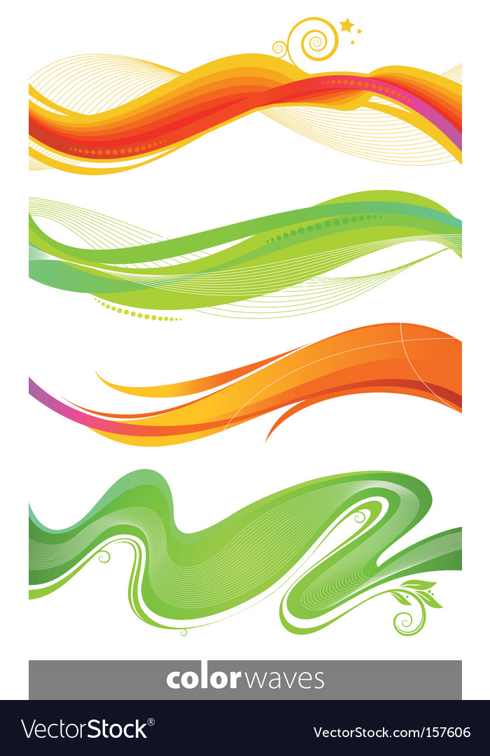 Set colorful waves Royalty Free Vector Image - VectorStock