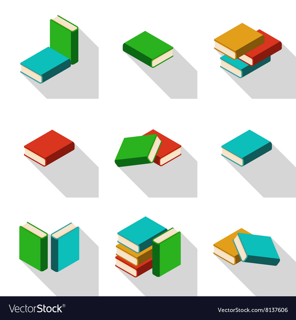 Set of stacks multi colored books with shadow Vector Image