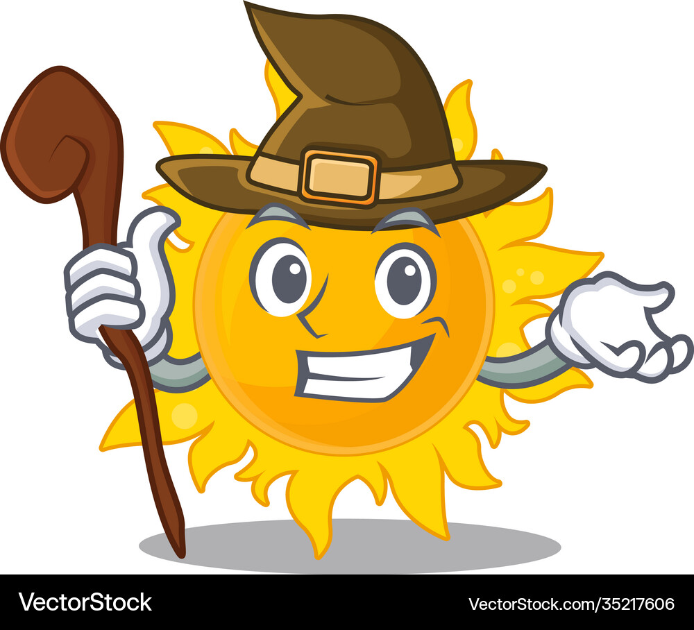 Summer sun sneaky and tricky witch cartoon Vector Image