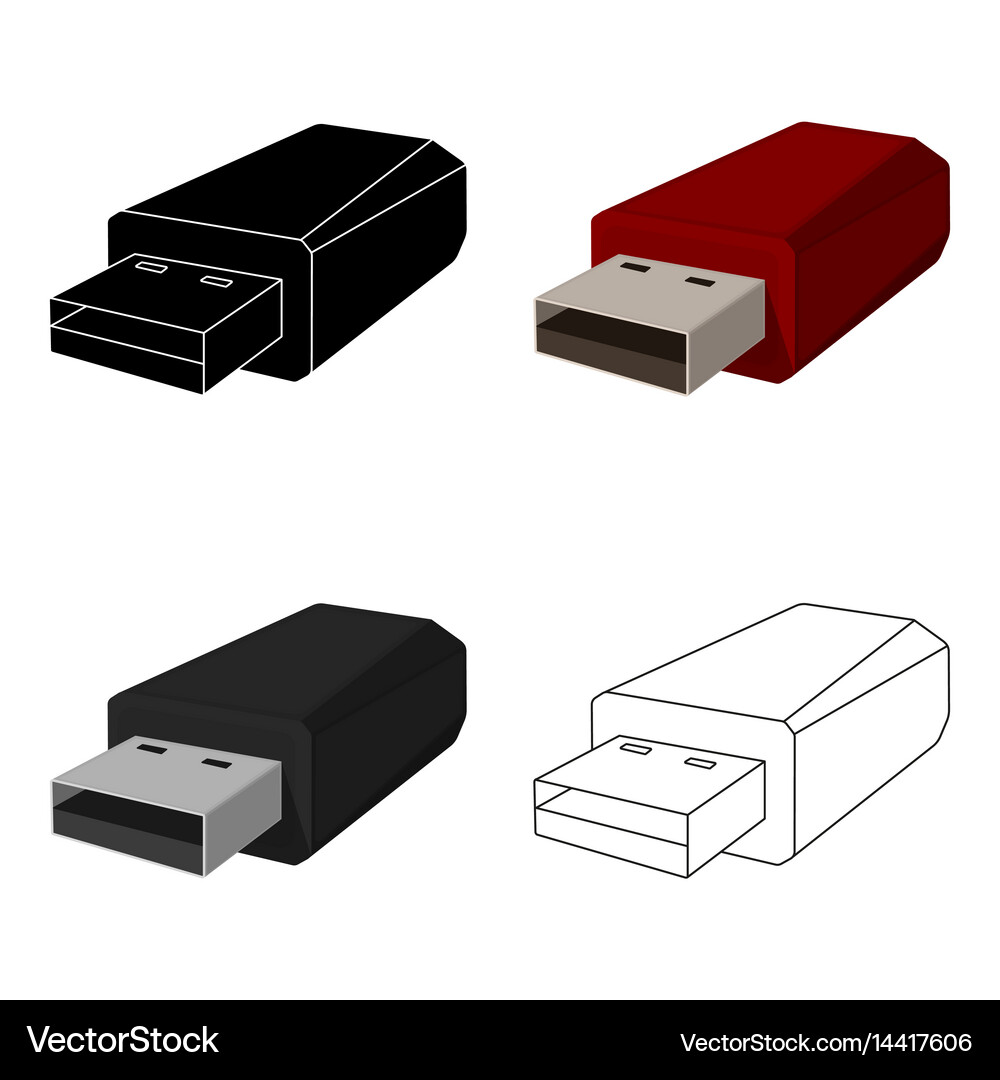 Usb flash drive icon in cartoon style isolated Vector Image