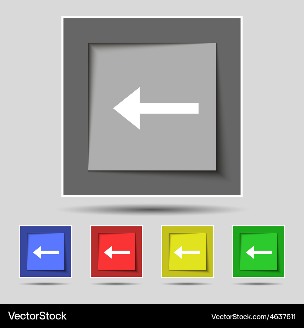Arrow left way out icon sign on the original five Vector Image