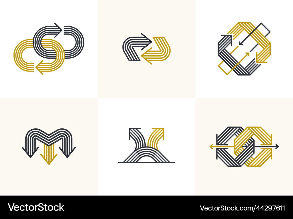Arrow original logos set isolated pictogram Vector Image