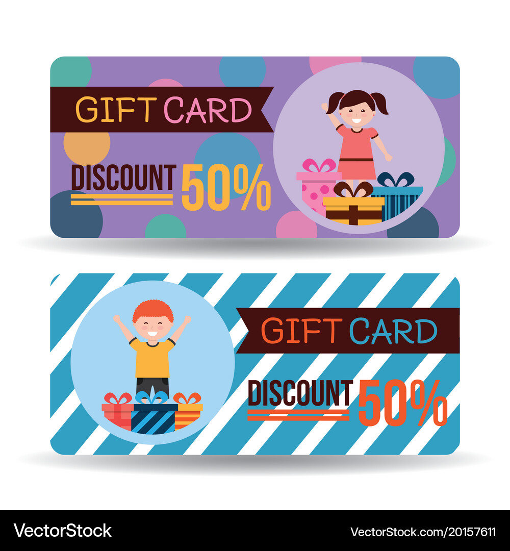 Gift card discount kids boxes Royalty Free Vector Image