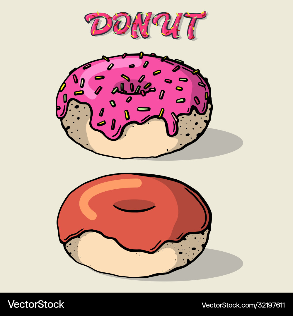 Glazed donut isolated donuts with glaze and bite Vector Image