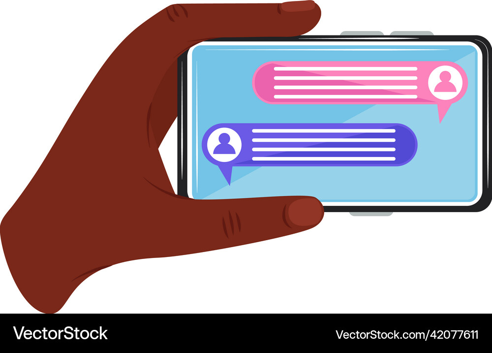 Hand showing chat screen Royalty Free Vector Image