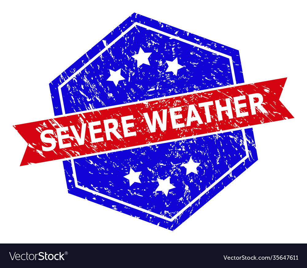 Hexagonal bicolor severe weather rubber stamp Vector Image Hexagonal bicolor severe weather rubber stamp Vector Image