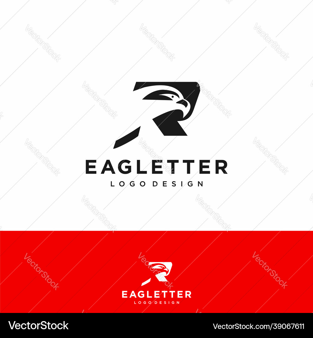 Letter r eagle head logo black color and red Vector Image