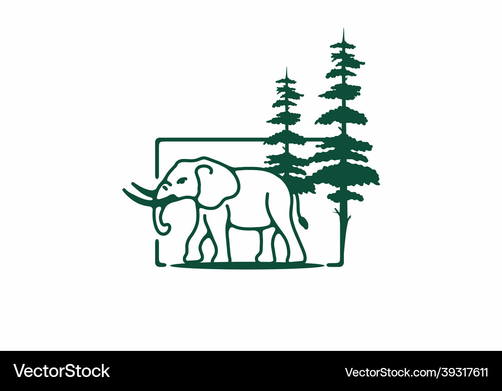 Line art of elephant Royalty Free Vector Image