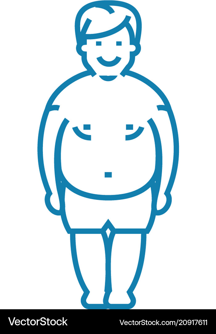 Obese person linear icon concept person Royalty Free Vector