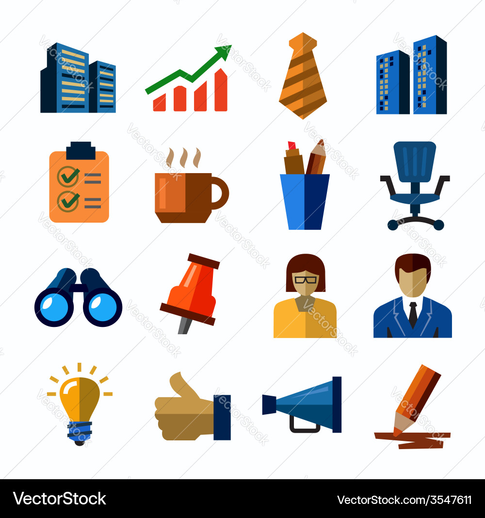 Office and business icons Royalty Free Vector Image
