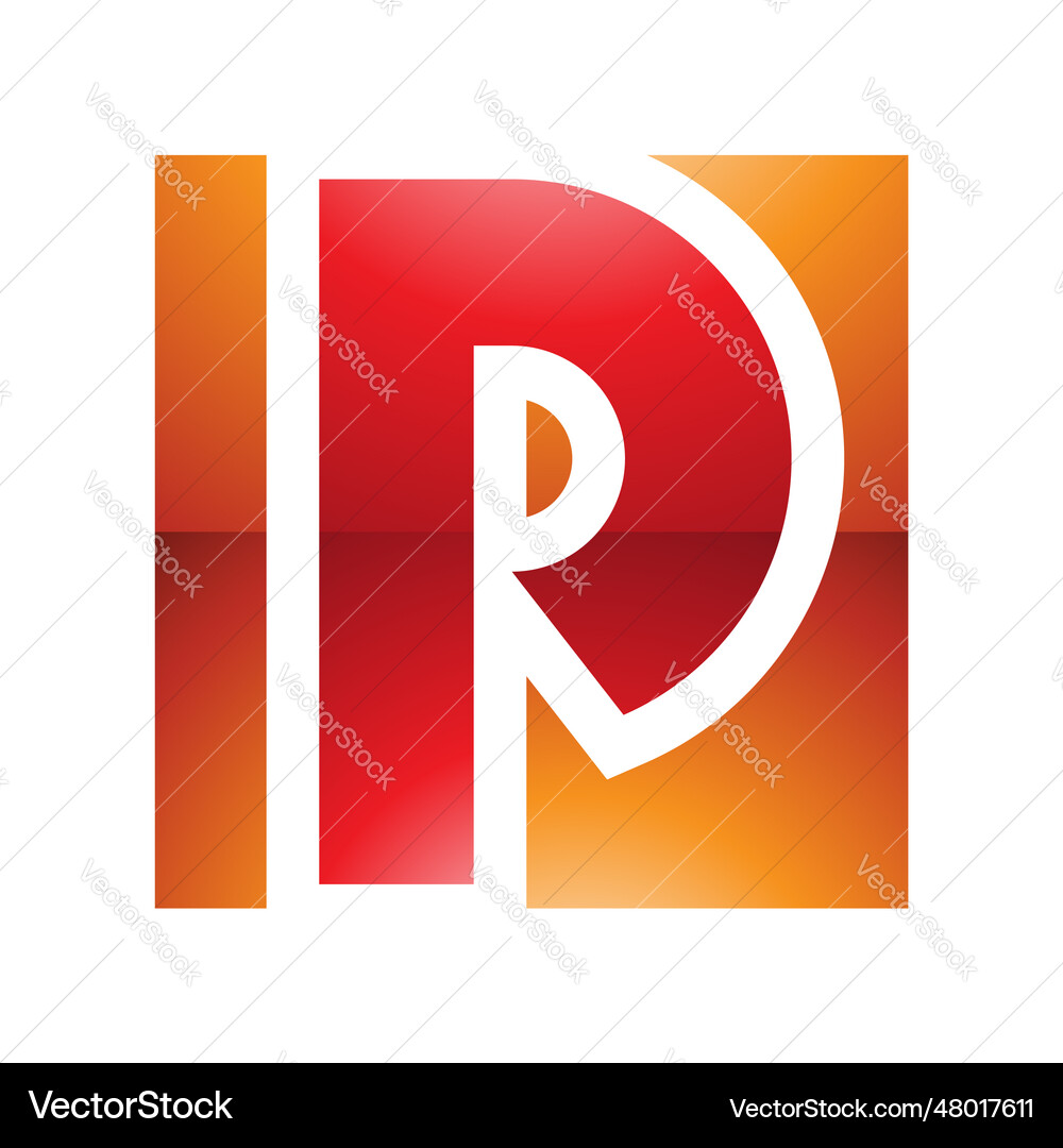 Orange and red glossy square letter p icon Vector Image