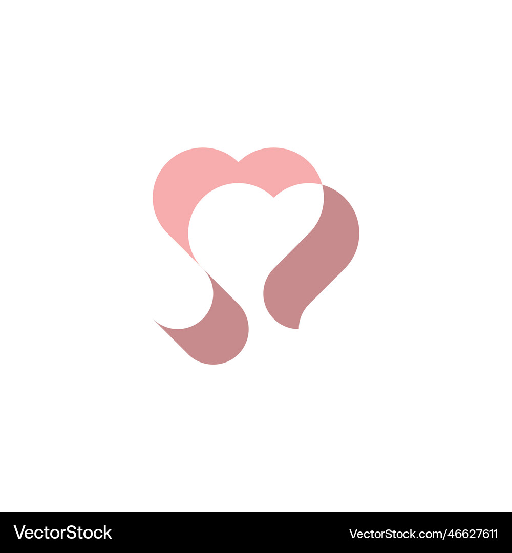 Pink heart ribbon logo Royalty Free Vector Image