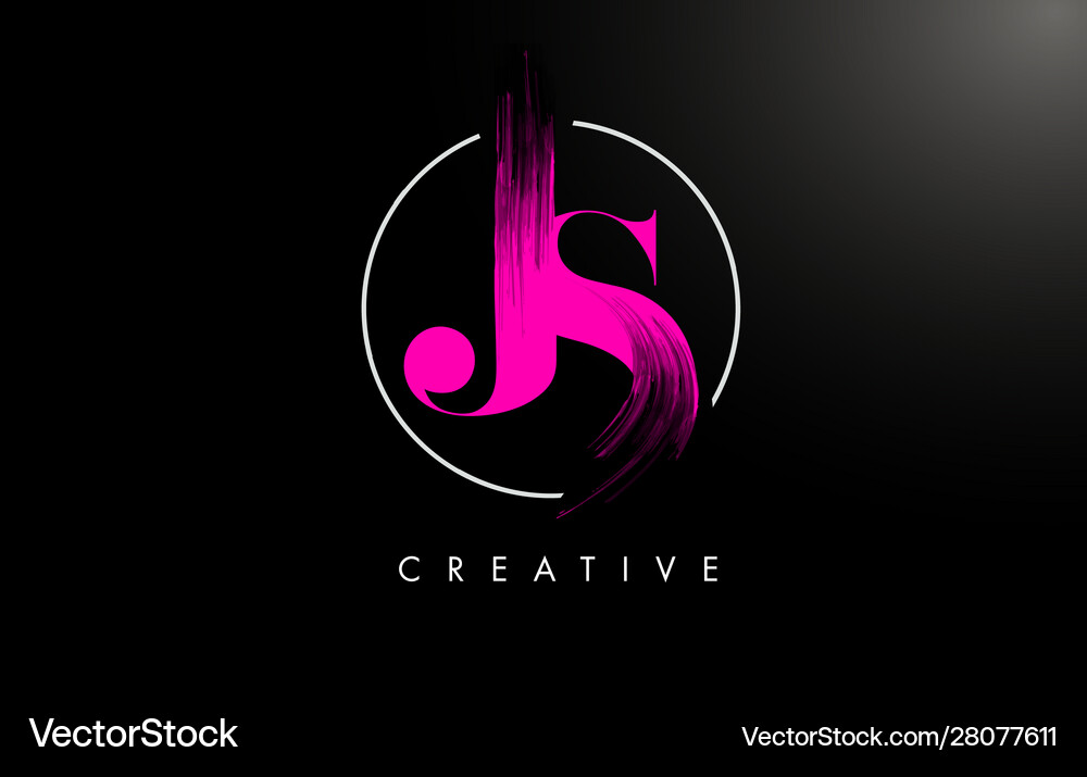 Pink js brush stroke letter logo design pink Vector Image