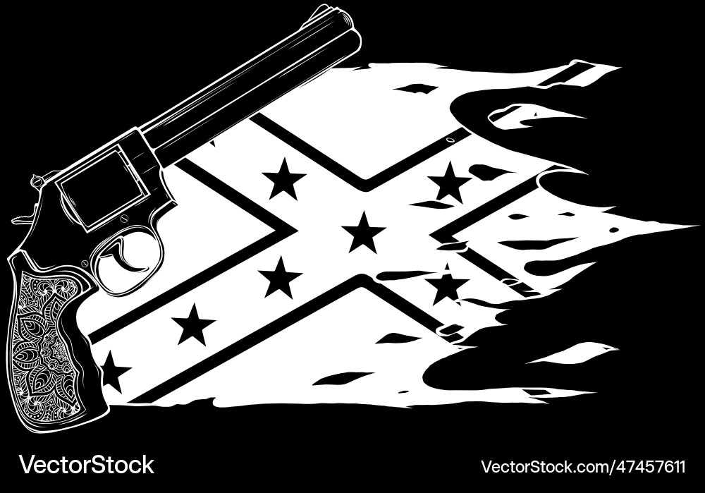 Pistol gun in white line on black background Vector Image
