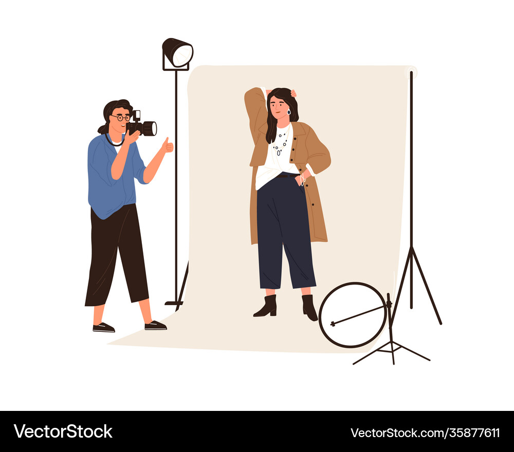 Portrait photography backstage female Royalty Free Vector