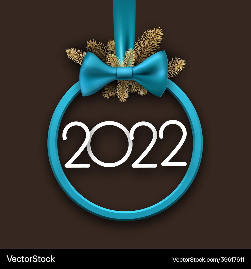Round christmas bauble frame with 2022 sign Vector Image