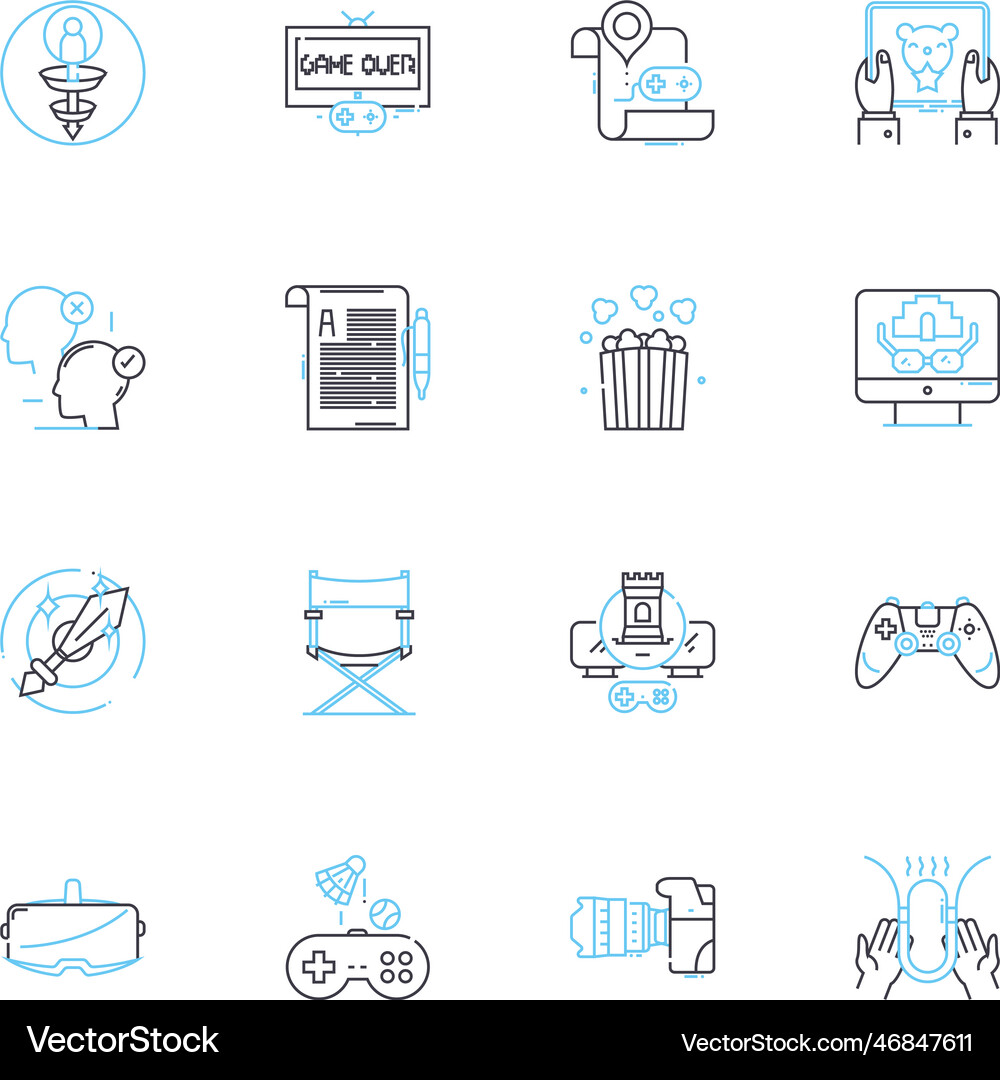 Social media management linear icons set Vector Image