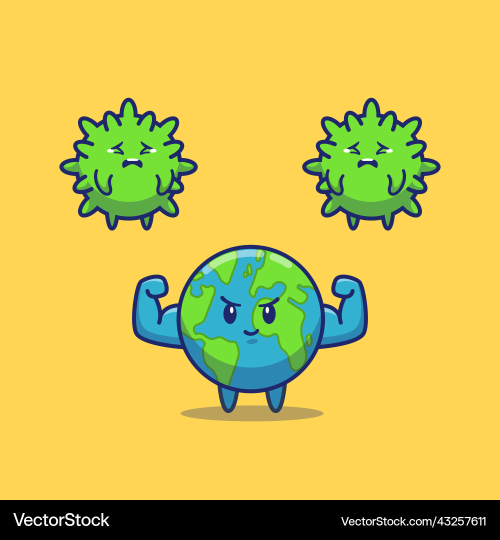 World fighting corona virus cartoon Royalty Free Vector