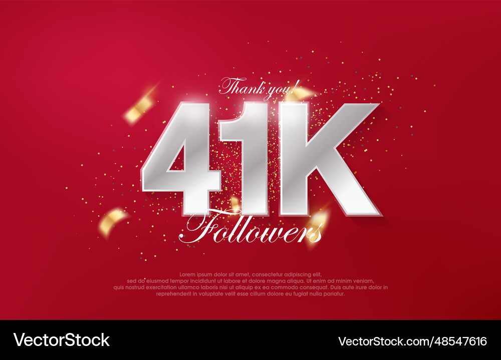 41k followers with luxurious silver numbers Vector Image