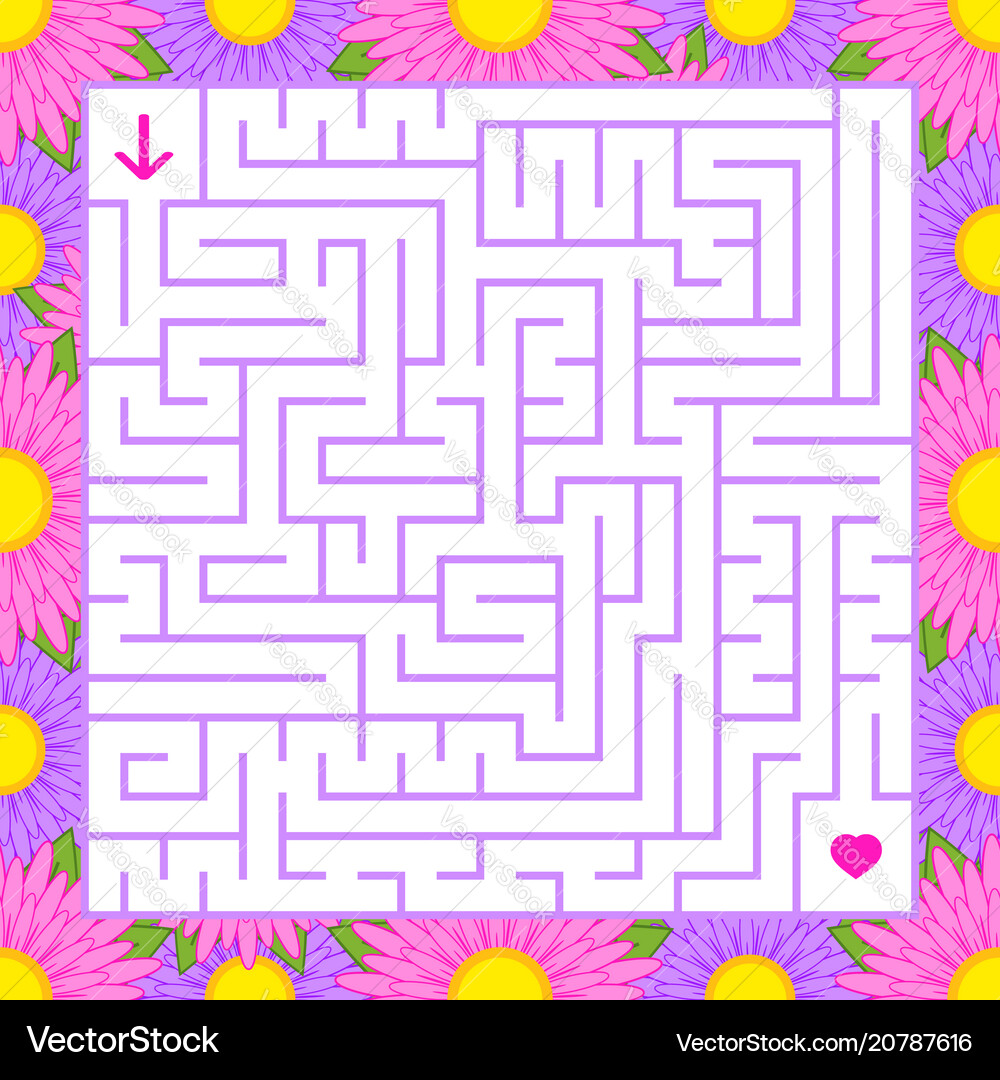 Abstract colored square maze in a frame of Vector Image
