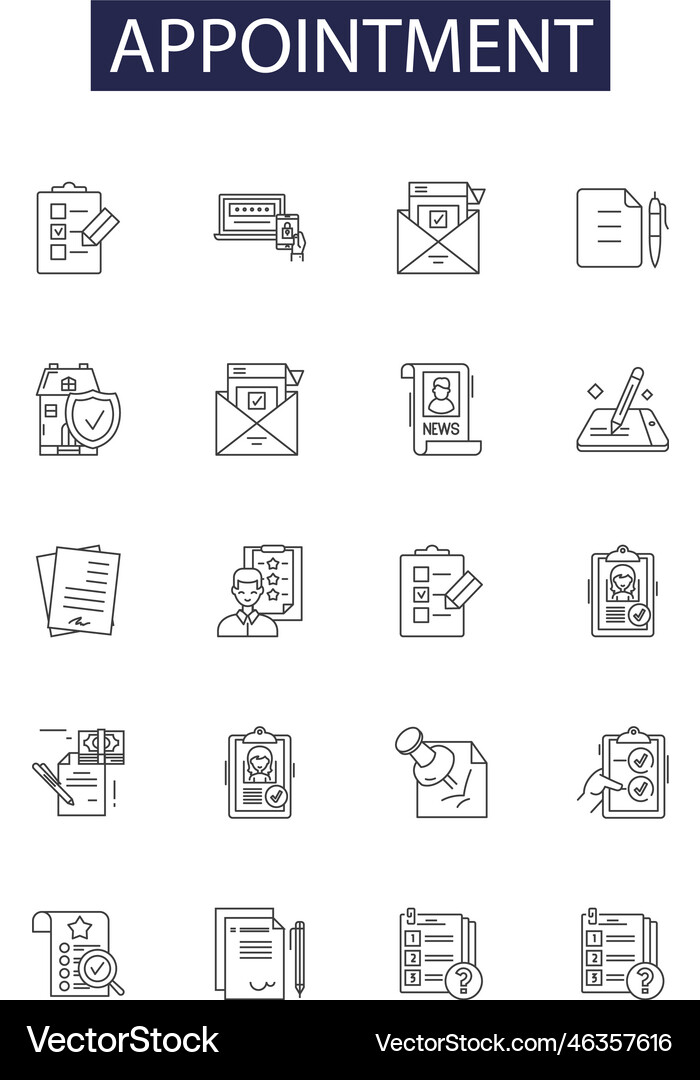 Appointment line icons and signs date Royalty Free Vector