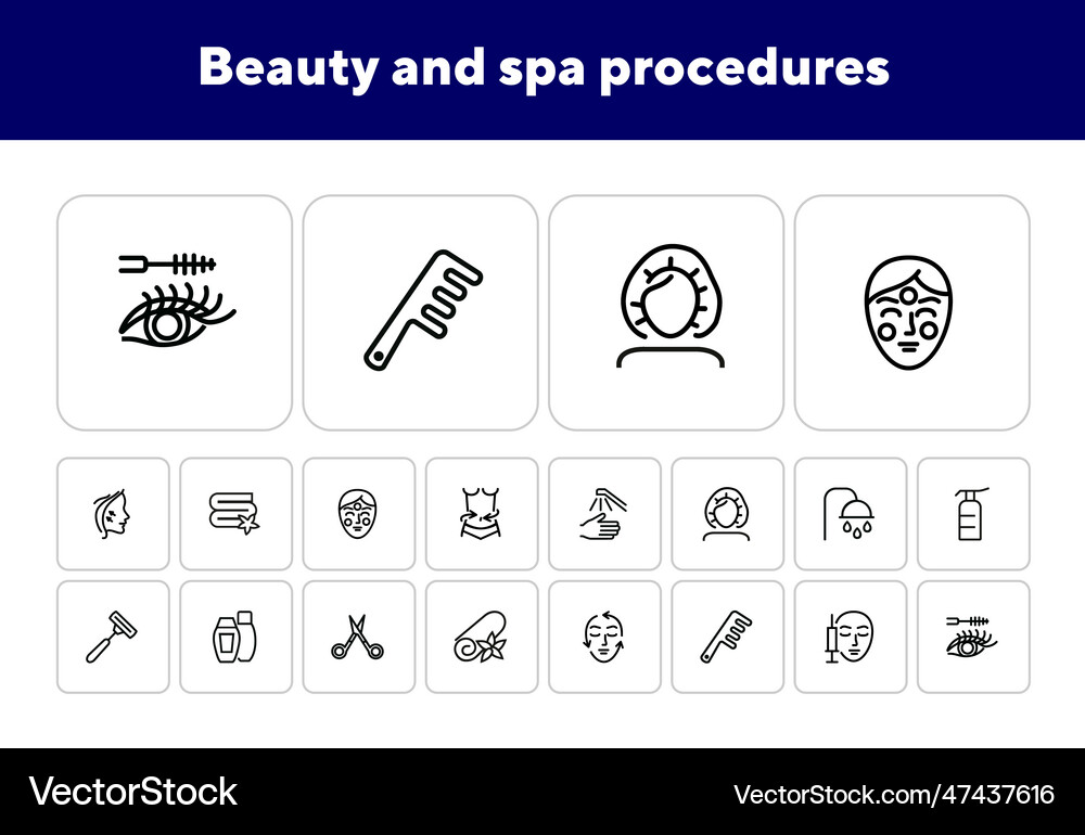 Beauty and spa procedures icons Royalty Free Vector Image