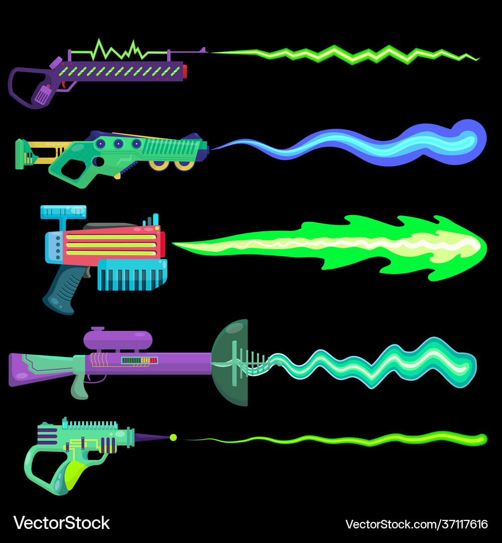Blasters shooting a beam concept Royalty Free Vector Image