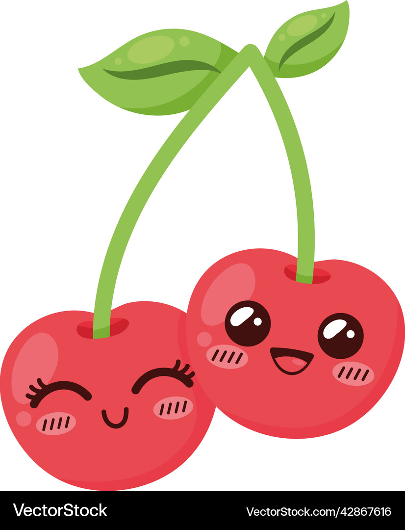 Cherries kawaii fruits Royalty Free Vector Image