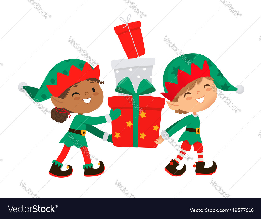 Christmas elves Royalty Free Vector Image - VectorStock