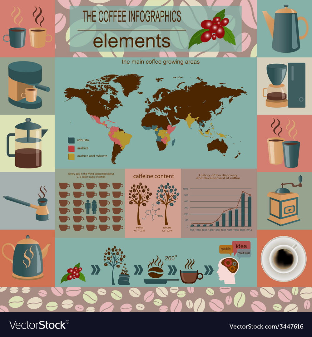 Coffee infographics set elements for creating Vector Image