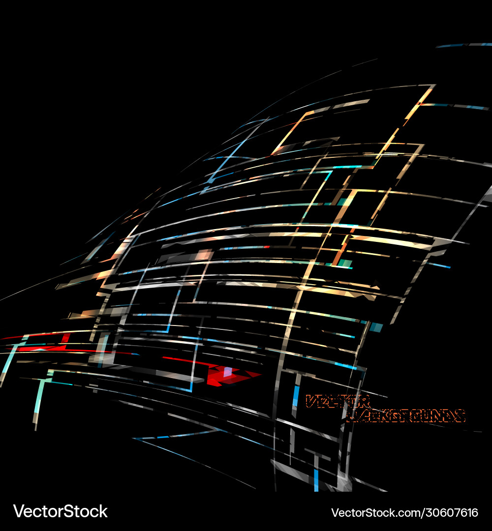Colorful curved modern shapes on a black Vector Image