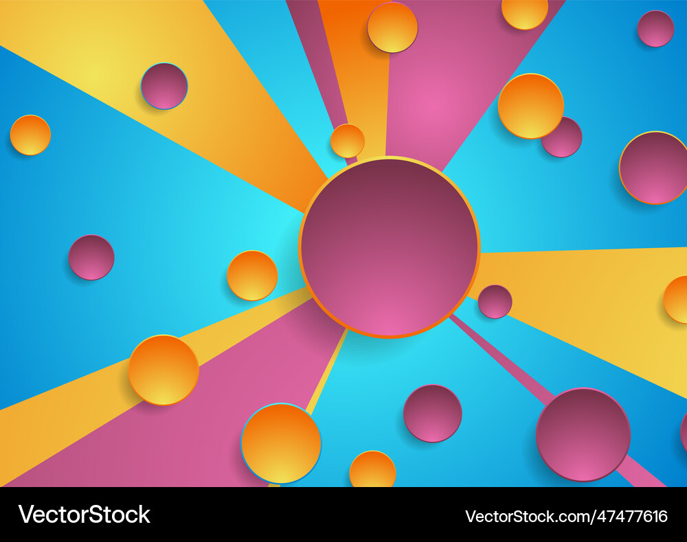 Colorful rays and circles abstract tech geometric Vector Image