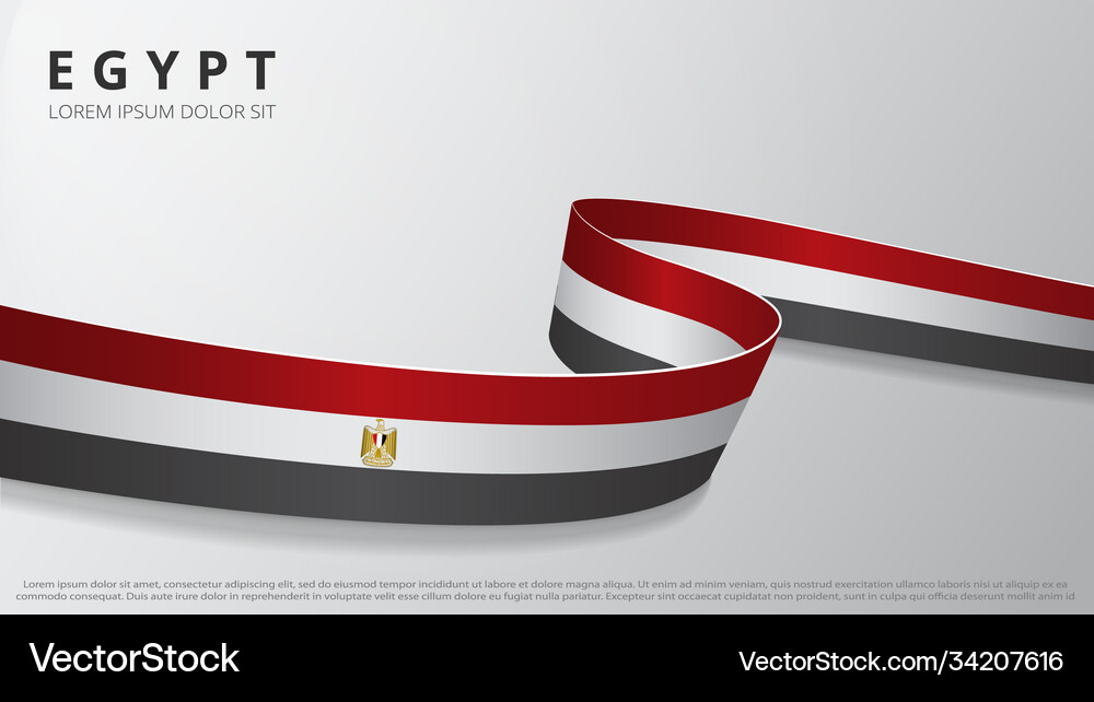 Flag egypt realistic wavy ribbon with egyptian Vector Image