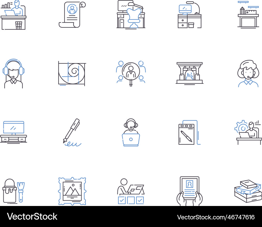 Freelance outline icons collection freelancer Vector Image