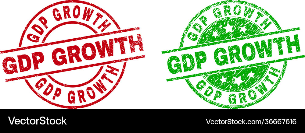 Gdp growth round stamp seals with scratched Vector Image