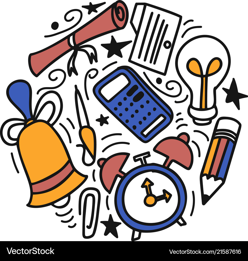 Hand drawn doodle school objects concept Vector Image