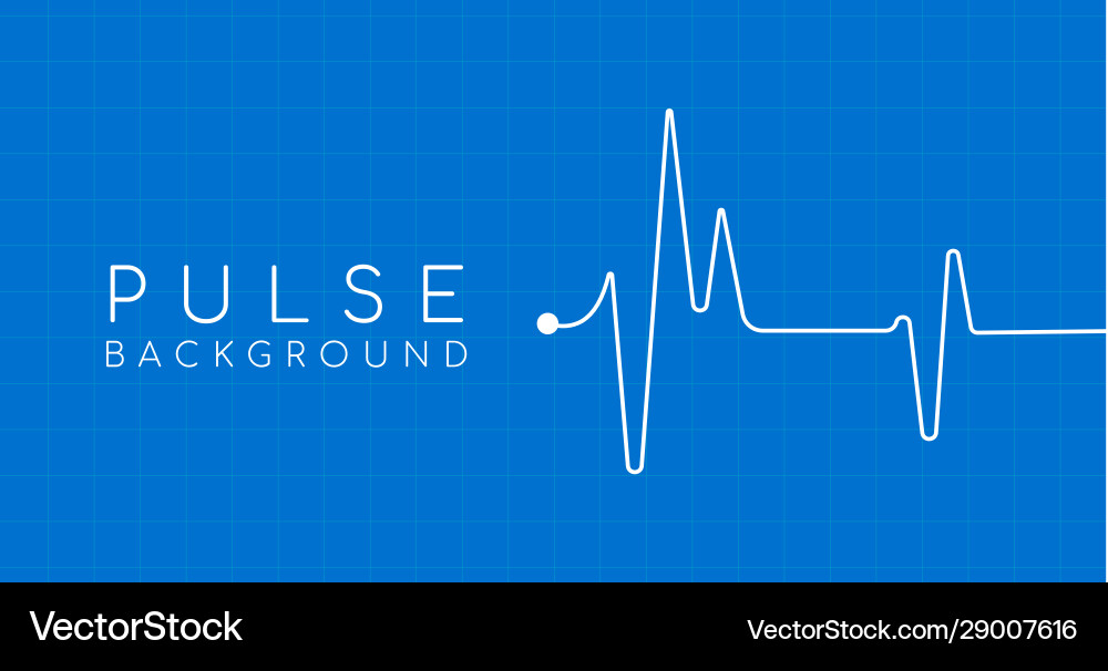 Heartbeat ekg pulse tracing on blue background Vector Image