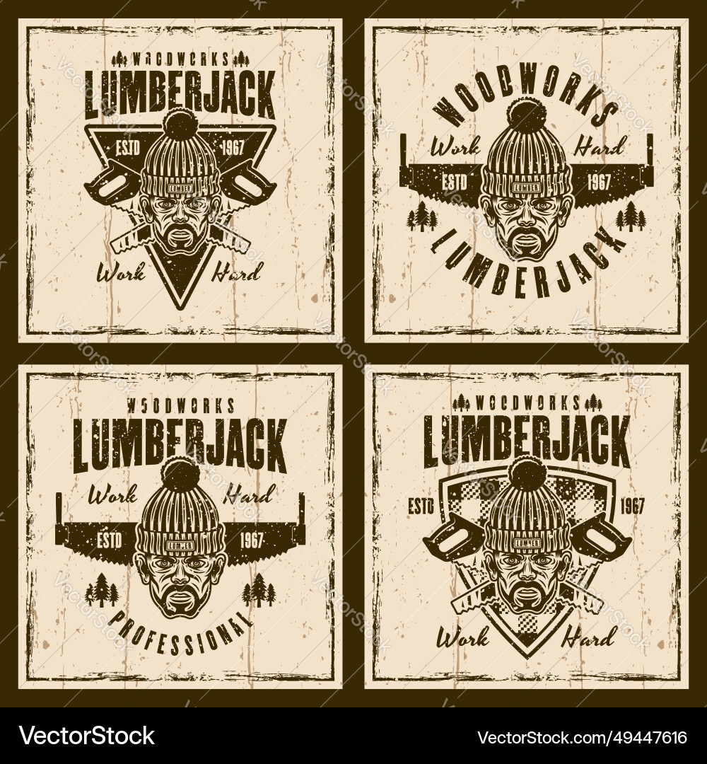 Lumberjack set of vintage emblems labels Vector Image